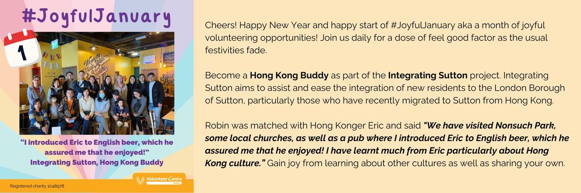 Joyful January is back for 2024 - Week 1 - Volunteer Centre Sutton